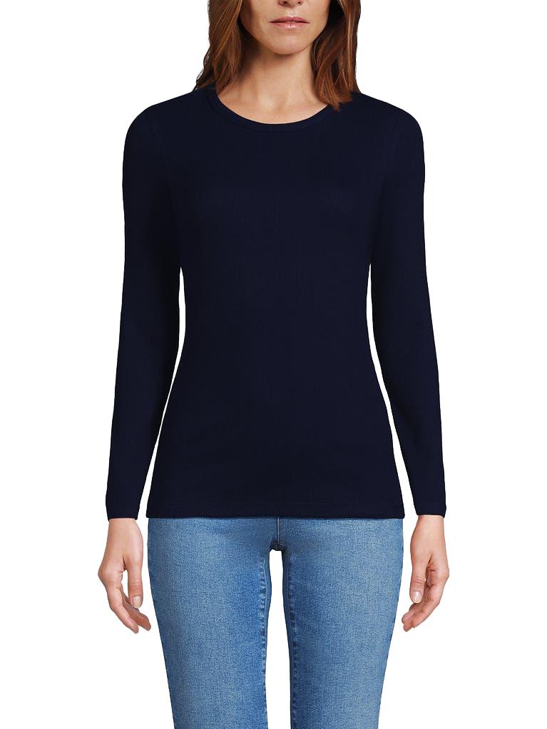 LANDS' END Cotton Ribbed Long Sleeve T-Shirt